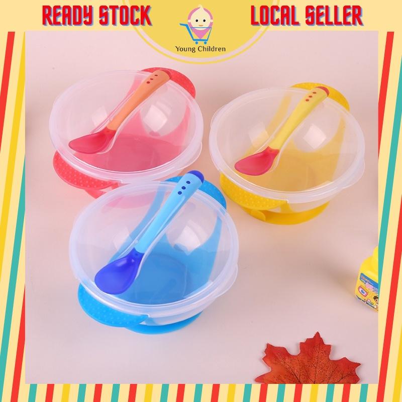 Baby Suction Bowl With Heat Sensing Spoon Learning Dishes Safety ...