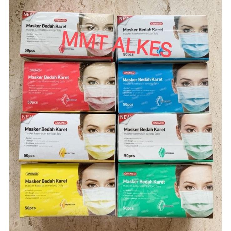 MASKER MEDIS EARLOOP ONEMED 3PLY MASKER BEDAH KARET - Shop | Tokopedia