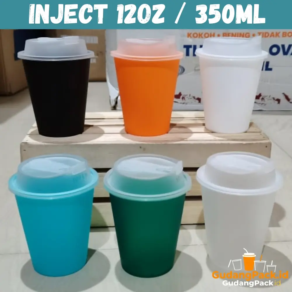 25pc Cup Inject Warna 12oz 350ml + Lid Flip Anti Tumpah / Cup Gelas ...