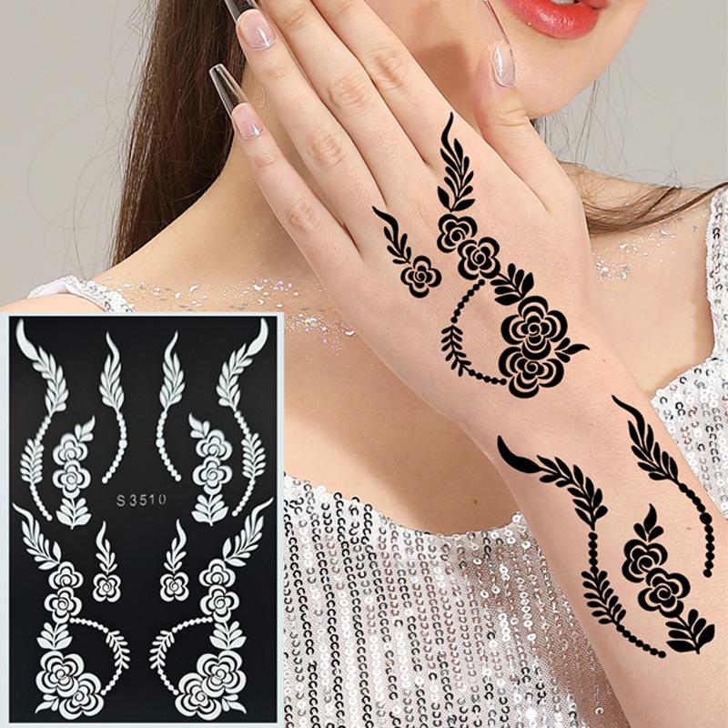 Henna Tattoo Stencil Hand DIY Body Art Sticker Template Wedding ...
