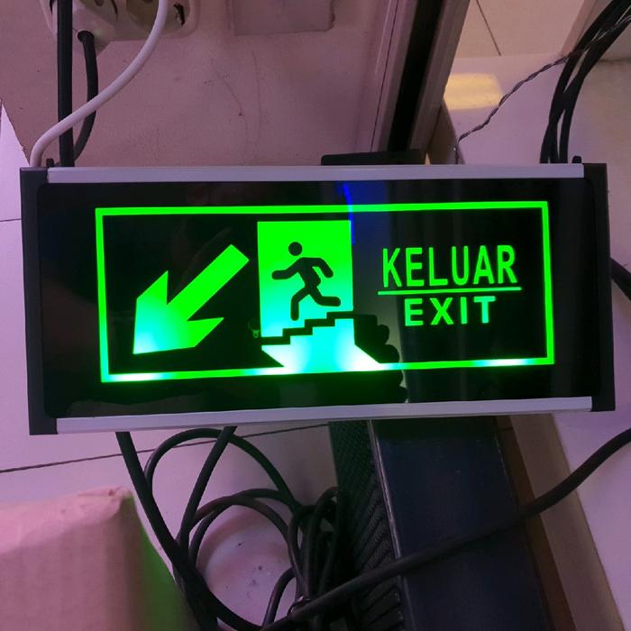 Jual Lampu LED Emergency Exit Tanda Panah Kiri 1 Sisi Baterai 3W 220VAC ...