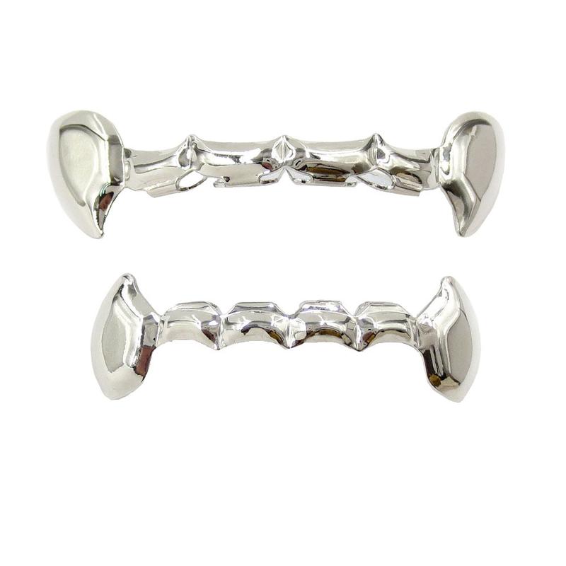 Personality Hip Hop Explosion Fangs Gold Braces Teeth Grillz - TikTok Shop