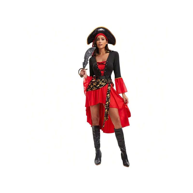 Caribbean Pirate Captain Role Play Costume Set For Women, Gothic ...