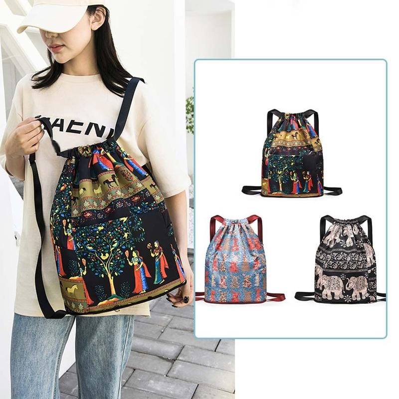 Portable Oxford Cloth Drawstring Backpack Exotic Foldable Messenger ...