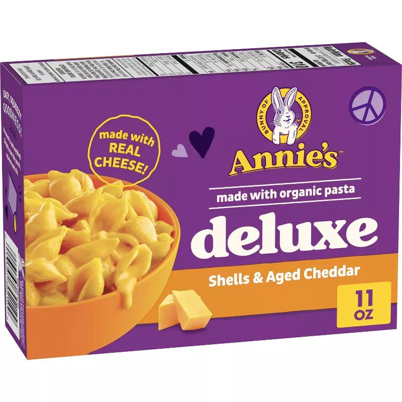 Annie's Deluxe Rich & Creamy Shells & Aged Cheddar Mac and Cheese Sauce - 11oz Snacks Pasta ...