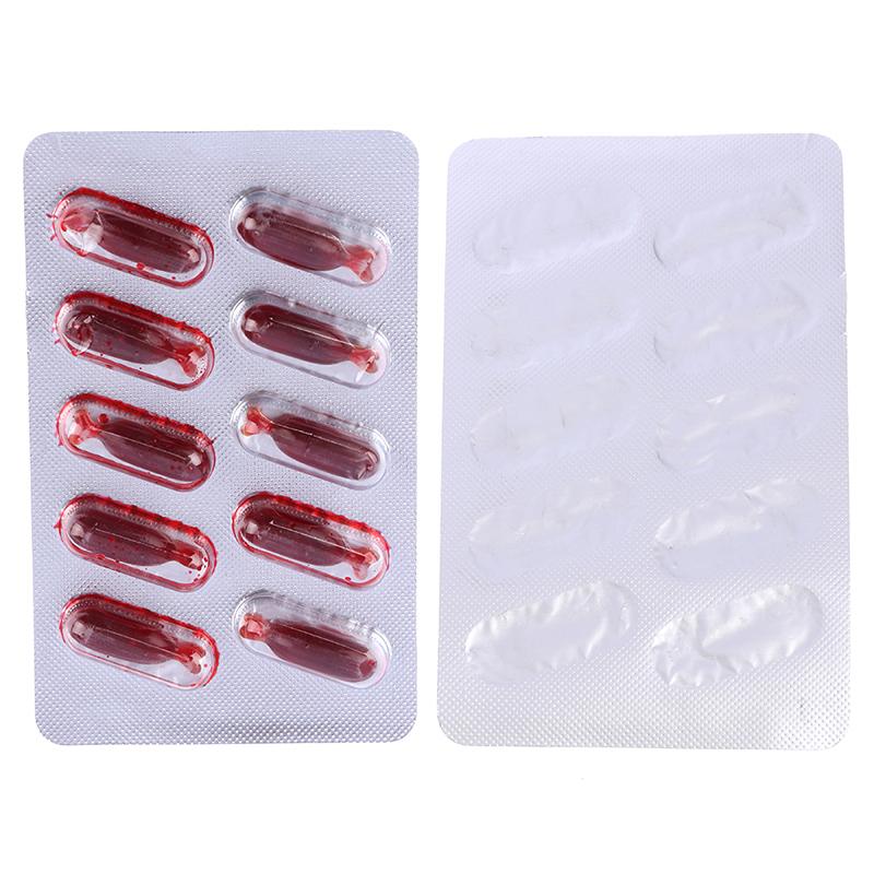 10Pcs Fake Blood Pill Vampire Toy Capsules Horror Funny Toy Halloween ...