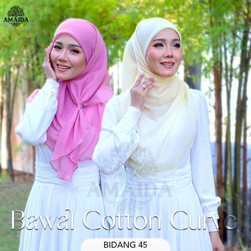 Tudung Bawal Cotton Voile Curve Bidang 45 Bucu Bulat Square Jilbab ...