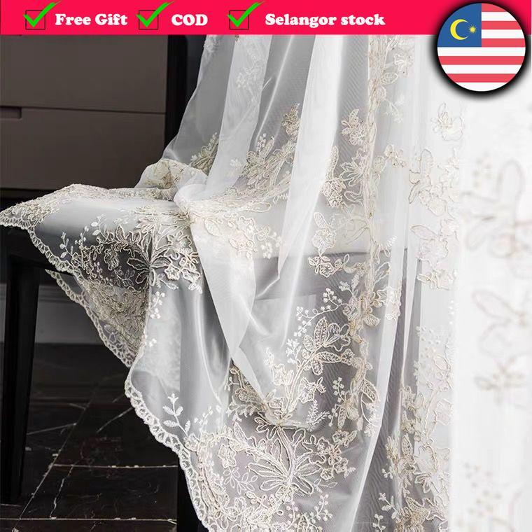 【2 Day Delivery】White Lace Sheer Curtain Langsir for Sliding - TikTok ...