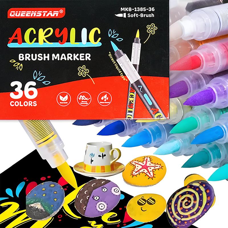 Premium 36-Piece Acrylic Paint Marker Set – Fast-Drying, Water ...
