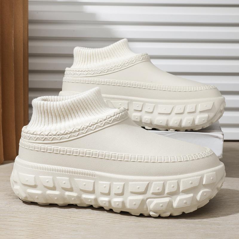 Winter Resin Sole Fleece-lined Thermal Cotton Slippers Thick-soled ...