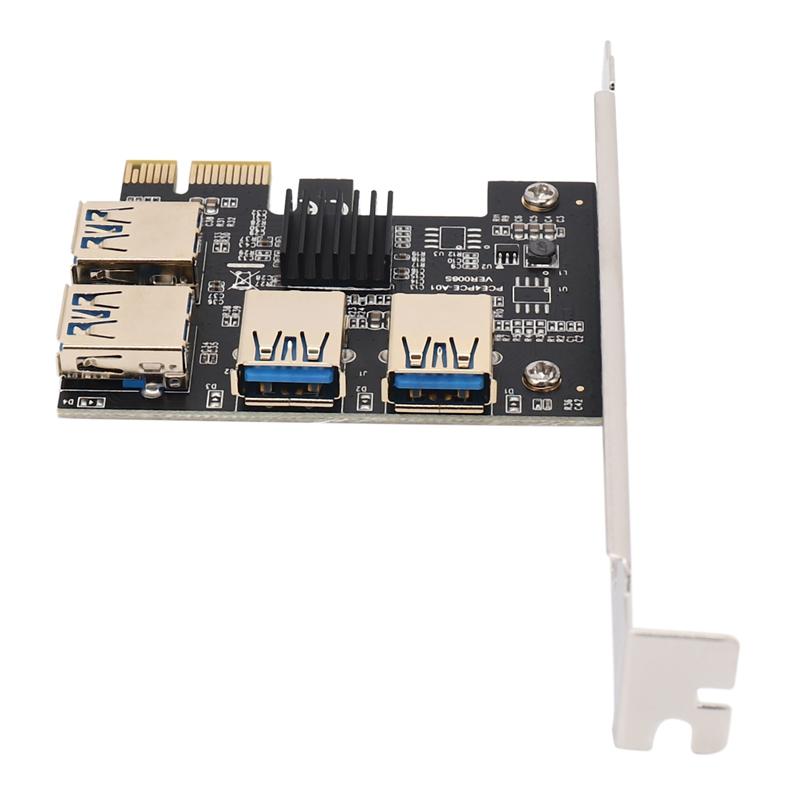 New 4 Ports PCIe Riser Adapter Board PCI-E 1x to 4 USB 3.0 PCI-E ...