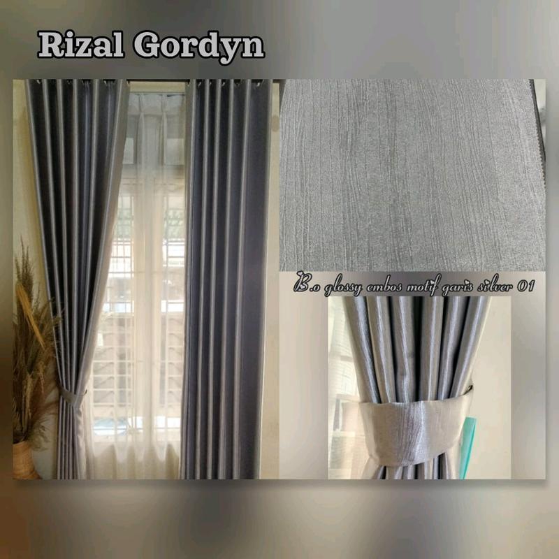 Gordyn Blackout glossy "STANLEY/Motif Garis & motif kembang - Shop ...