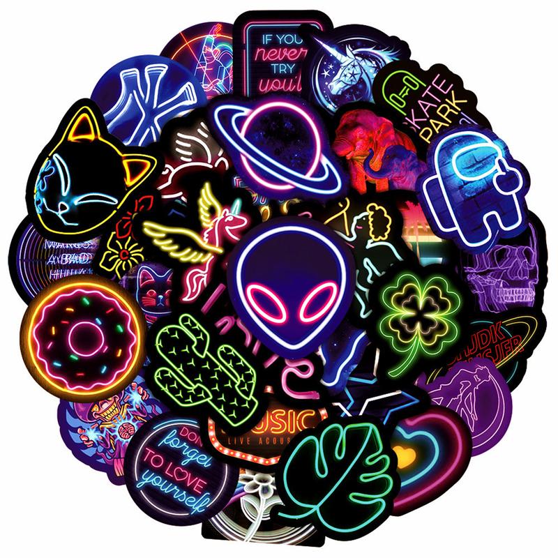 [UH] 100Pcs Neon Graffiti Stickers Rich Pattern Waterproof Guitar ...