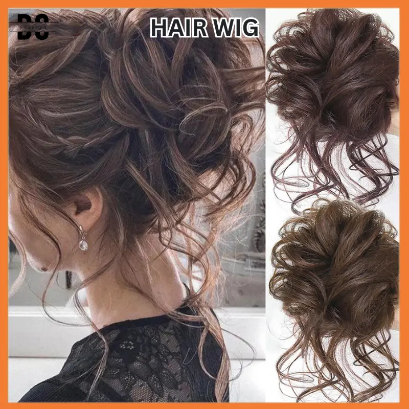 Natural Curly Messy Bun Wig Hair Clip Donut Messy Bun Scrunchy Hair Wig ...