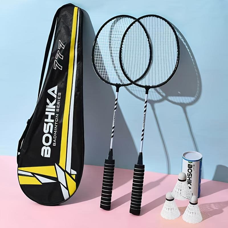 2-Pack BOSHIKA Badminton Rackets Set, Iron Frame, Sponge Handle ...