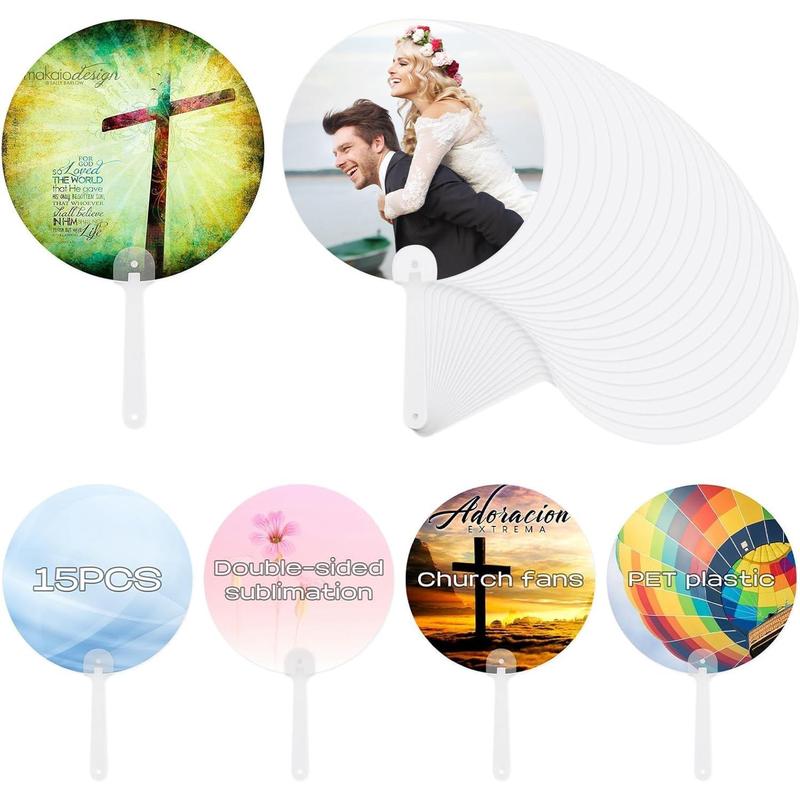 , 15 Pack Sublimation Blank Handheld Fans DIY Craft Fan for Home ...