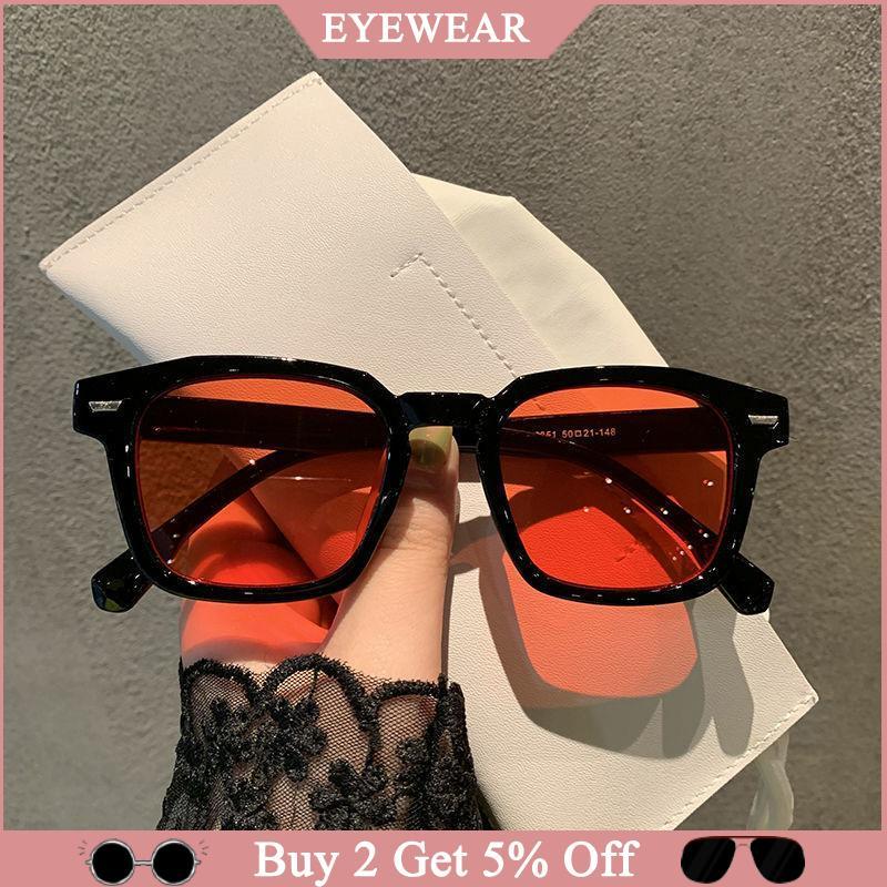 Cermin Mata Hitam Persegi, Fesyen, Kanta Perlindungan UV Berwarna ...