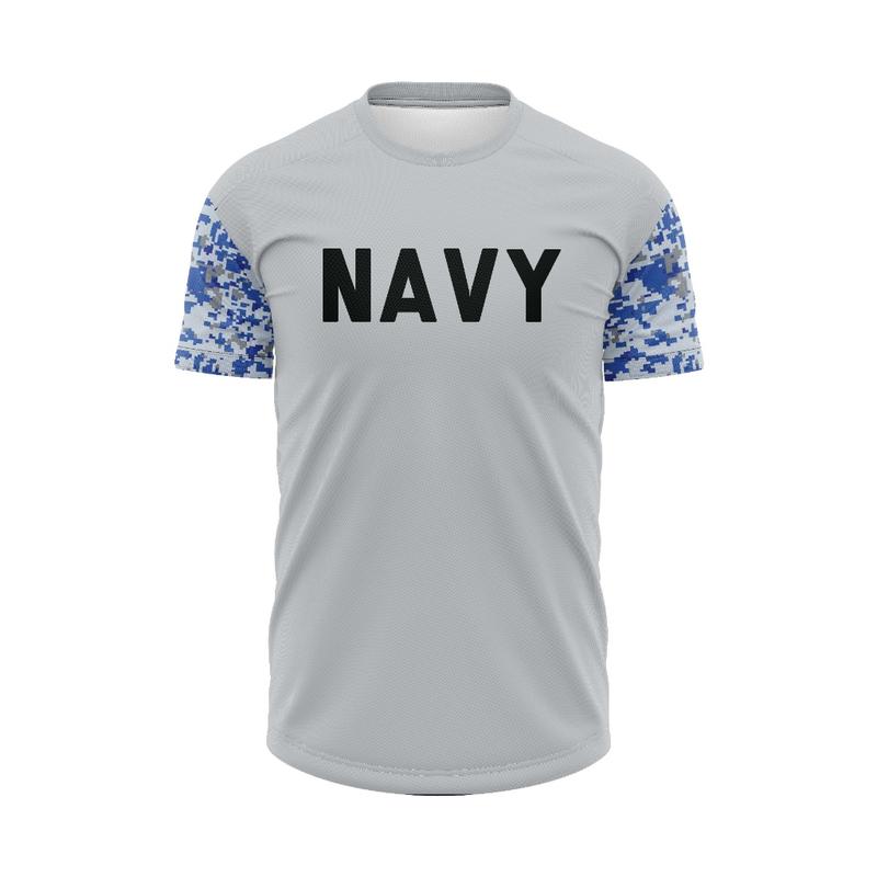 Kemeja-T Sublimasi, LENGAN LORENG NAVY, Baju Jersi Microfiber, - TikTok ...