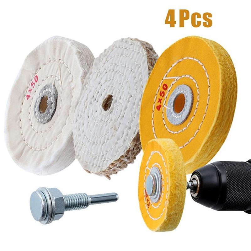 NEW 4pcs 4inch Cloth Polishing Wheels Cotton Lint For Bench Grinder ...