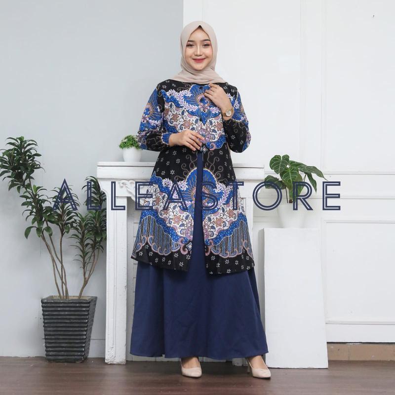 Gamis batik modern premium, dress muslim, gamis batik kombinasi, - Shop ...