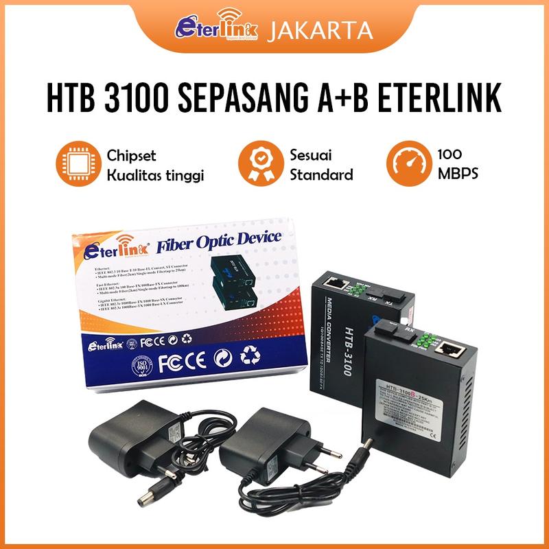 Eterlink HTB-3100 A+B 1 SET Fiber Optic Media Converter Netlink10 ...