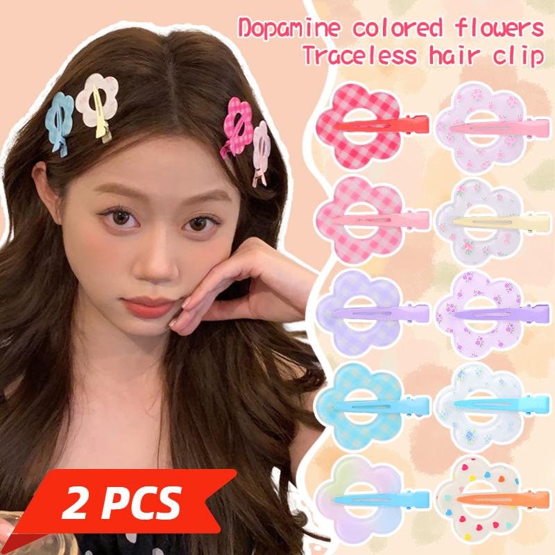 Klip Rambut Bentuk Bunga Berwarna-warni Kartun, Set 2 Keping - TikTok ...