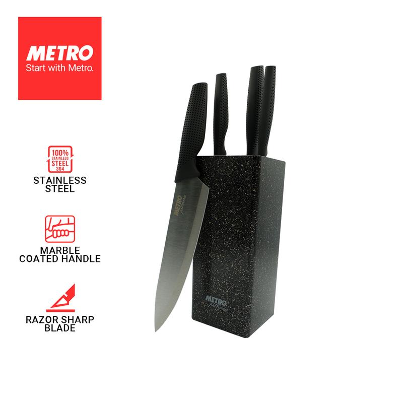 Set of 5pcs Metro Cookwares Primera Chef Knife Black Handle Stainless ...