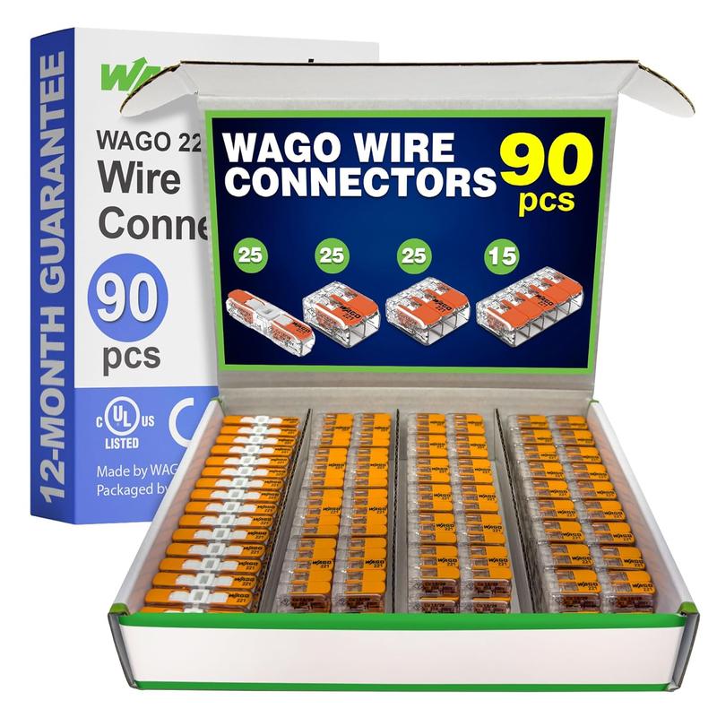 WAGO 221 Series 90 count Compact Splicing Wire Connectors | Includes ...