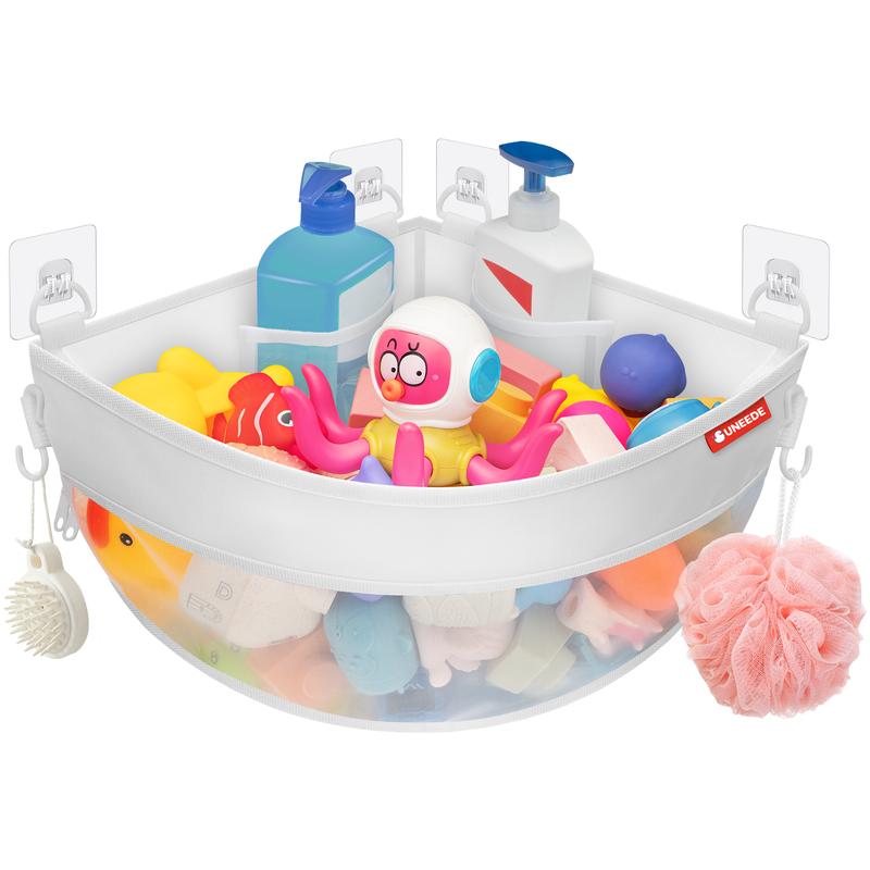 UNEEDE 4.32 Gallons Corner Mounted Bath Toy Storage Holder,Bathtub Toy ...