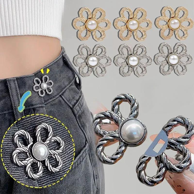 Kerongsang Bunga Logam, untuk Seluar Jeans Wanita, Ketat Pinggang ...