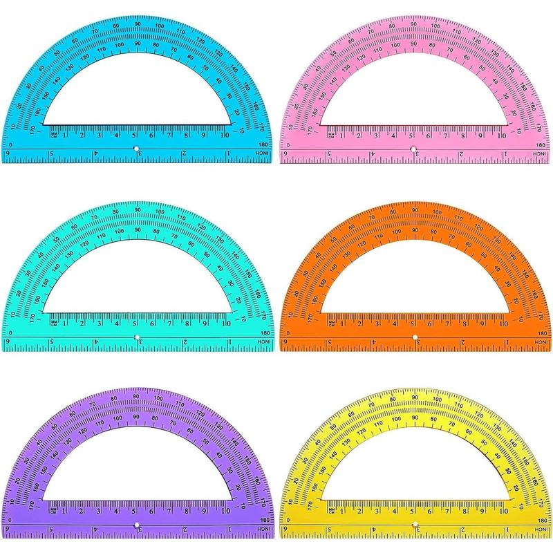 100 count Math Bulk Plastic Protractors 180 Degrees 6 Inch Translucent ...