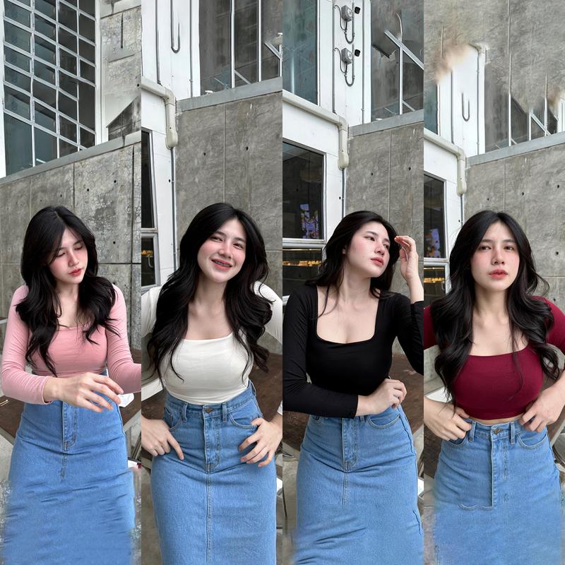 Baju Tanaman Lengan Panjang, Spinnyhouse, Baju Leher Persegi - TikTok ...