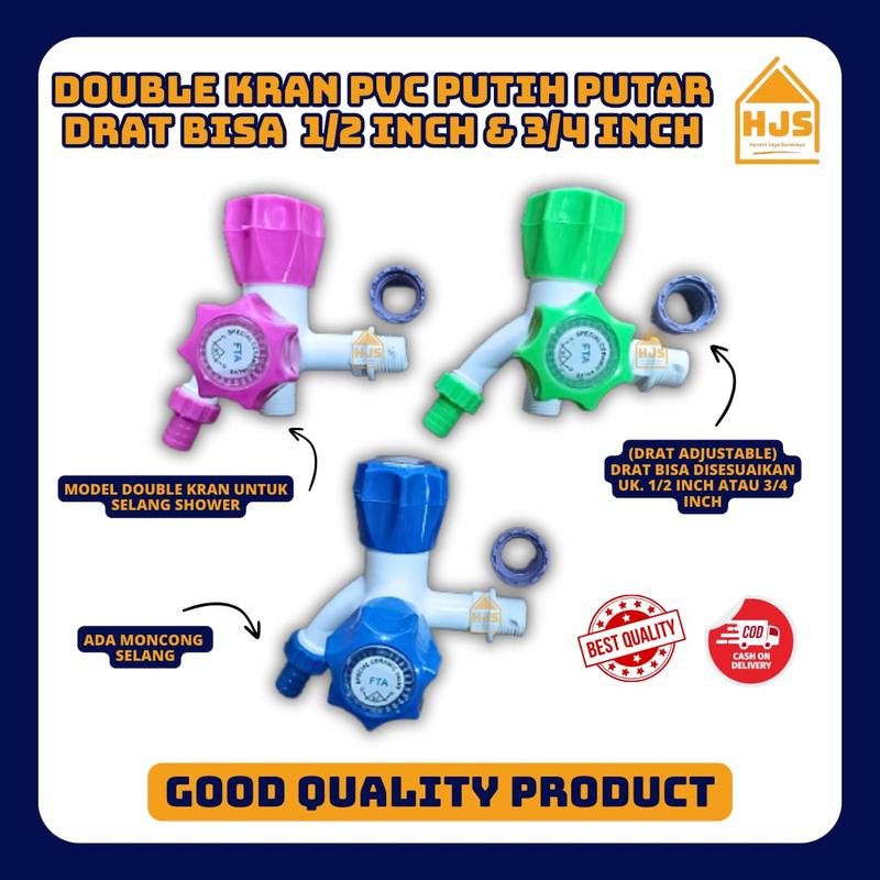 Kran Cabang PVC Mahkota PVC FTA 1/2" 3/4" Keran Dobel kamar mandi - Shop | Tokopedia