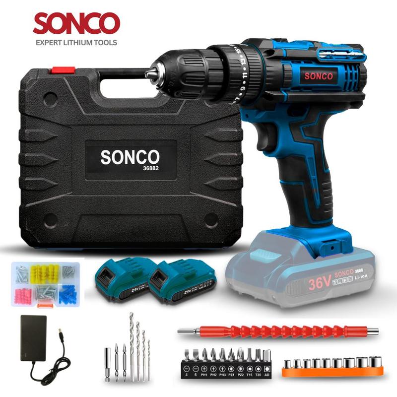 SONCO 36882 Cordless Drill Rechargeable Screwdriver Hand Drill - TikTok ...