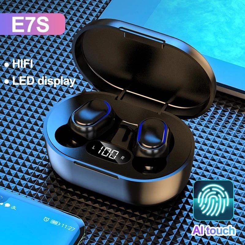 E7S Headset Bluetooth Power Bank TWS with Mic 9D Bass Stereo Handset ...