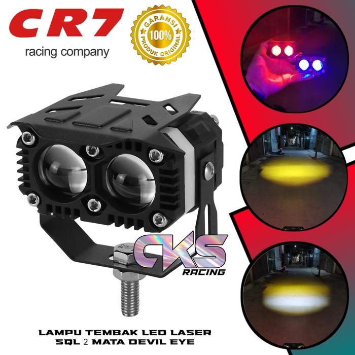 Jual Lampu Tembak LED Laser SQL 2 Mata CR7 Plus Devil High Low Putih ...