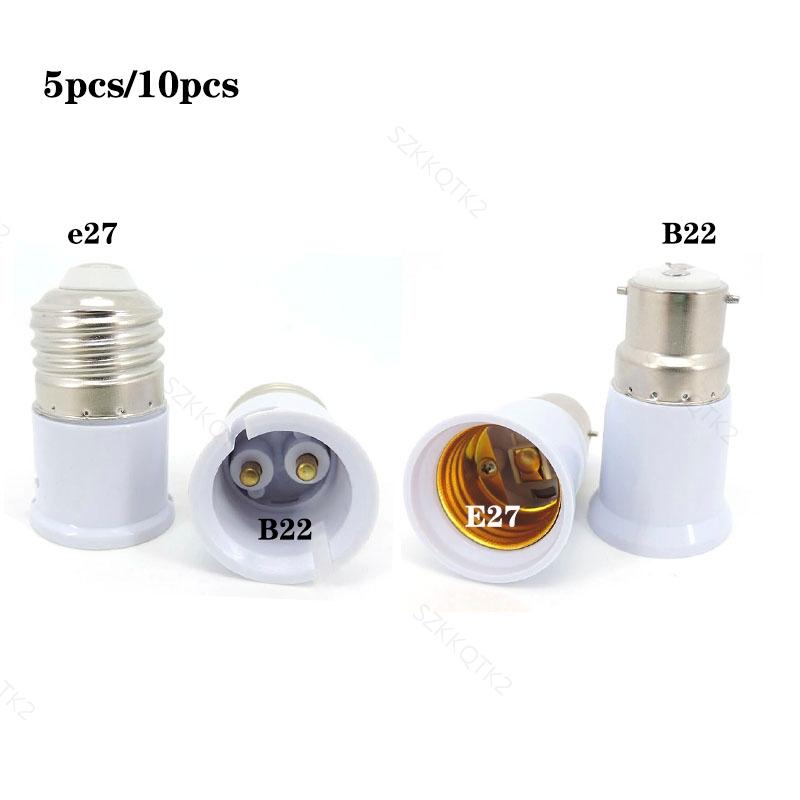 5/10pcs B22 To Screw E27 to B22 Lamp base Socket Converter Light Bulb ...