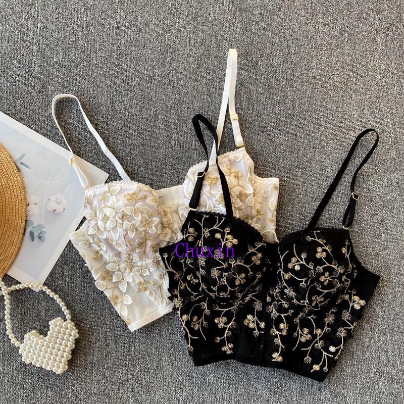 Bra Bunga Bersulam, untuk Wanita, Seksi dan Push Up, dengan Cincin ...