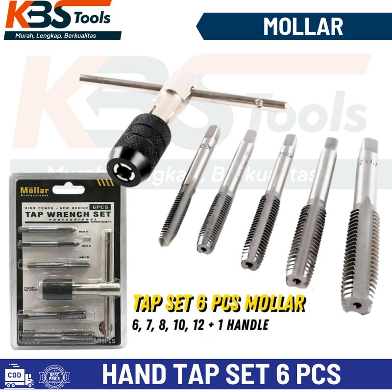 Hand Tap Set 6 Pcs M6 - M12 Pembuat Drat Manual Handtap 6pcs Mollar ...