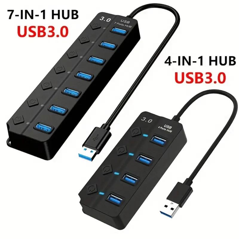 4/7 Ports USB 3.0 Hub High Efficiency 5Gbps High Speed Hub With ...