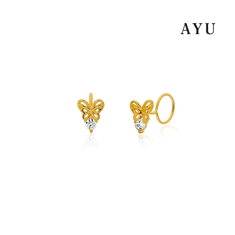 AYU Anting Emas - Butterfly Round Loop Earrings 16K Yellow Gold - Shop ...
