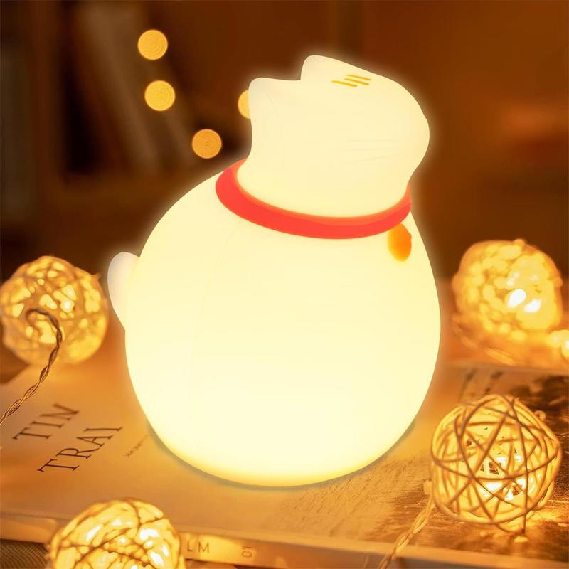 Cute Happy Cat LED Night Light USB Rechargeable Lamp Silicon - TikTok ...