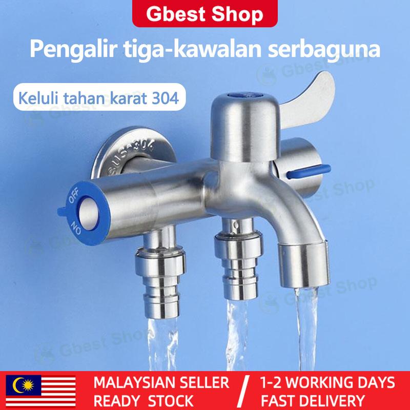 Injap Paip Air 3 hala Keluli Tahan Karat 304, [Gbest], Tersedia ...