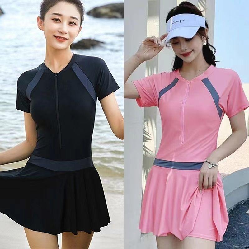 2025 New Hot Spring Bathing Suit Splicing Tummy Hiding Seaside - TikTok ...