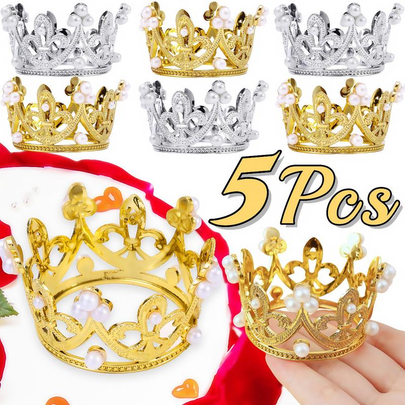 5Pcs Mini Crown Cake Decoration Gold Color Silver Color Crown Cake ...