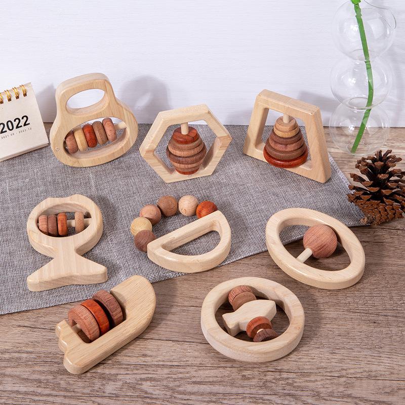 Wooden Baby's Rattle Toy Children One Month Old Baby Pacify Small ...