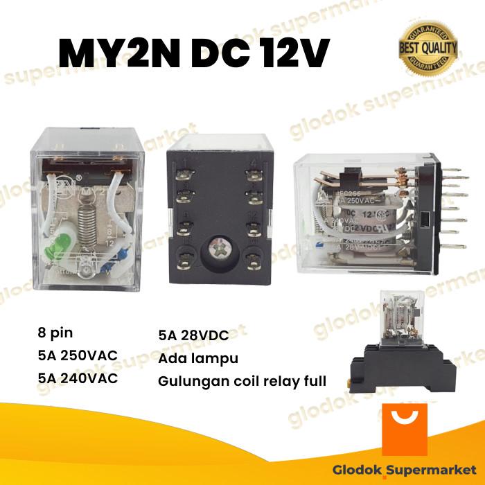 Relay MY2N DC 12V 8 pin Riley 12 Volt 8p 5a - Shop | Tokopedia