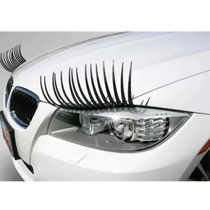 2PC Headlight Black Eyelash Sticker Car Eyelashes Car False Eyelashes ...