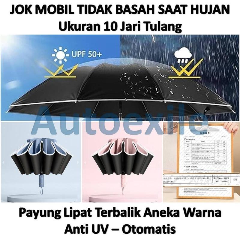 Payung Hujan Lipat Terbalik Otomatis Auto Buka Tutup Ukuran Sedang 10 ...