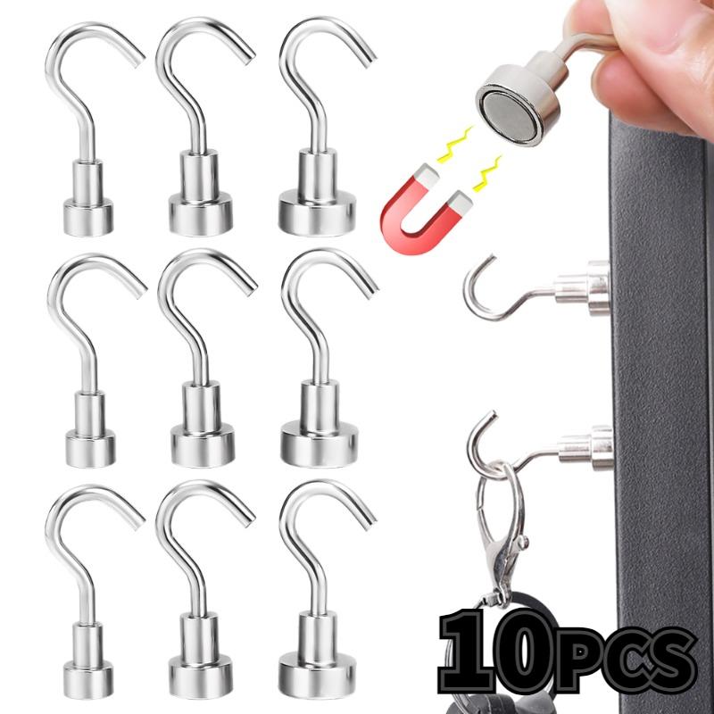 1/10Pcs Metal Strong Magnetic Hook Wall Mounted Heavy Duty Key - TikTok ...
